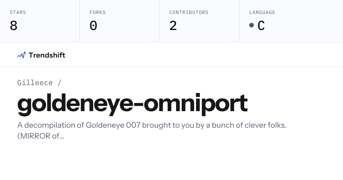 Gilleece/goldeneye-omniport — GitHub trending stats & insights | Trendshift