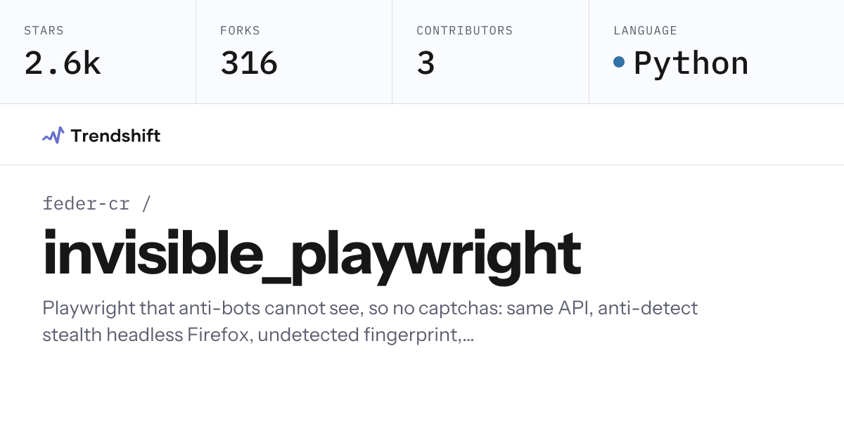 feder-cr/invisible_playwright — GitHub trending stats & insights ...