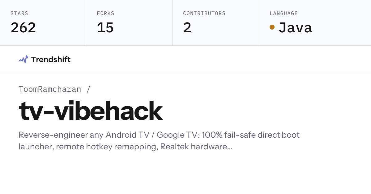 ToomRamcharan/tv-vibehack — GitHub trending stats & insights | Trendshift