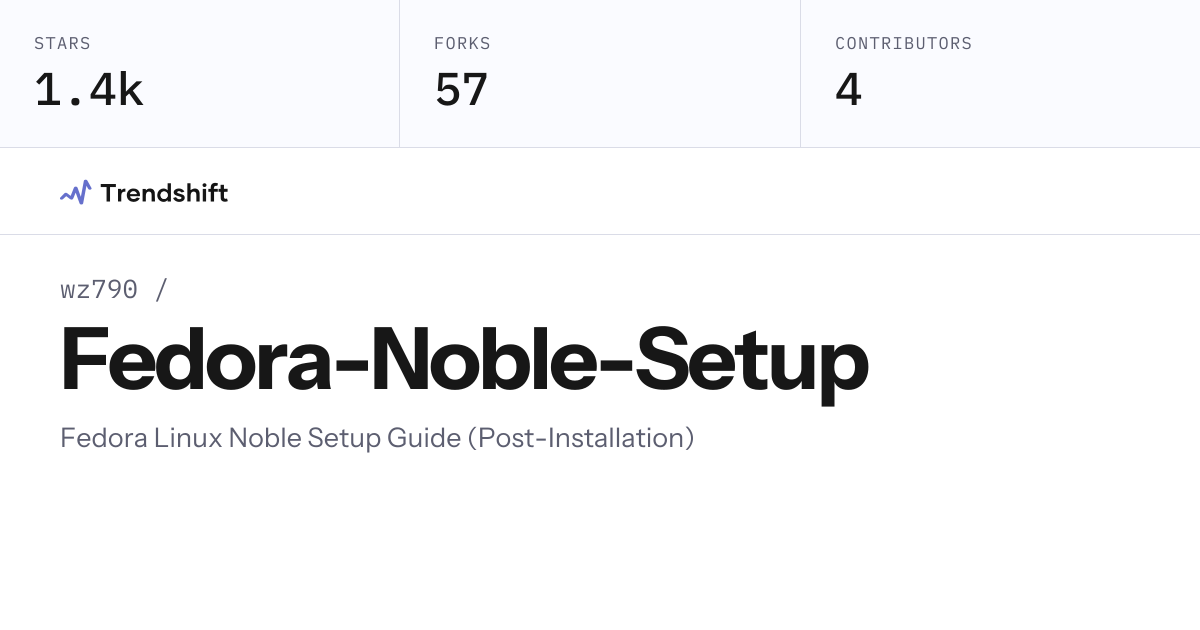 wz790/Fedora-Noble-Setup — GitHub trending stats & insights | Trendshift