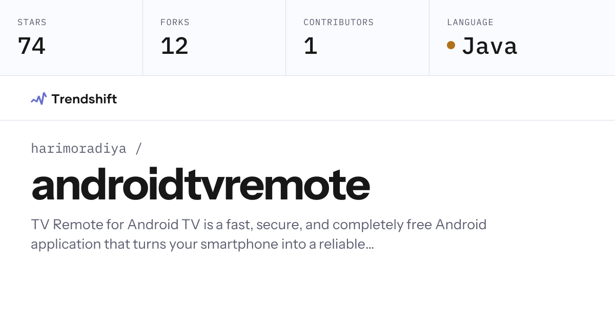 harimoradiya/androidtvremote — GitHub trending stats & insights ...